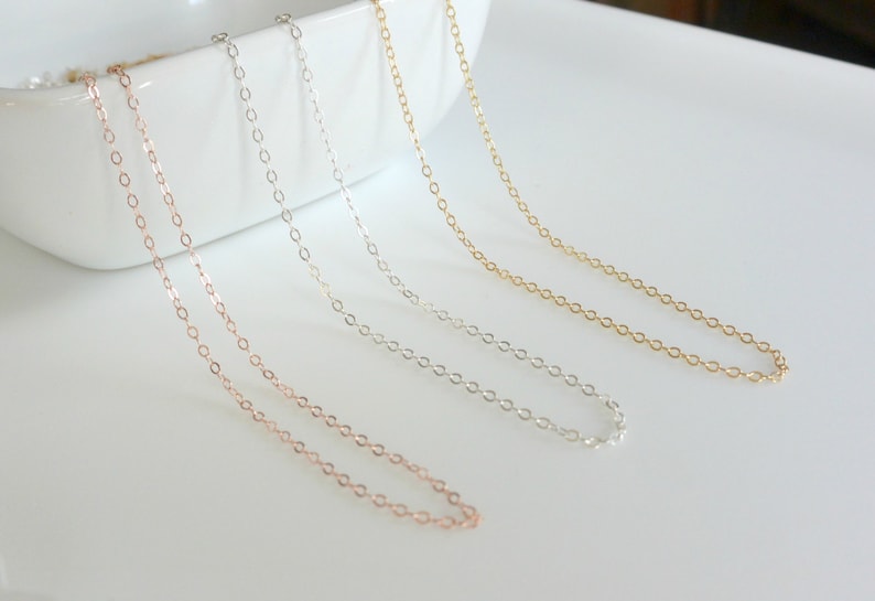 Plain Chain Necklace Simple Layering Necklace Sterling | Etsy