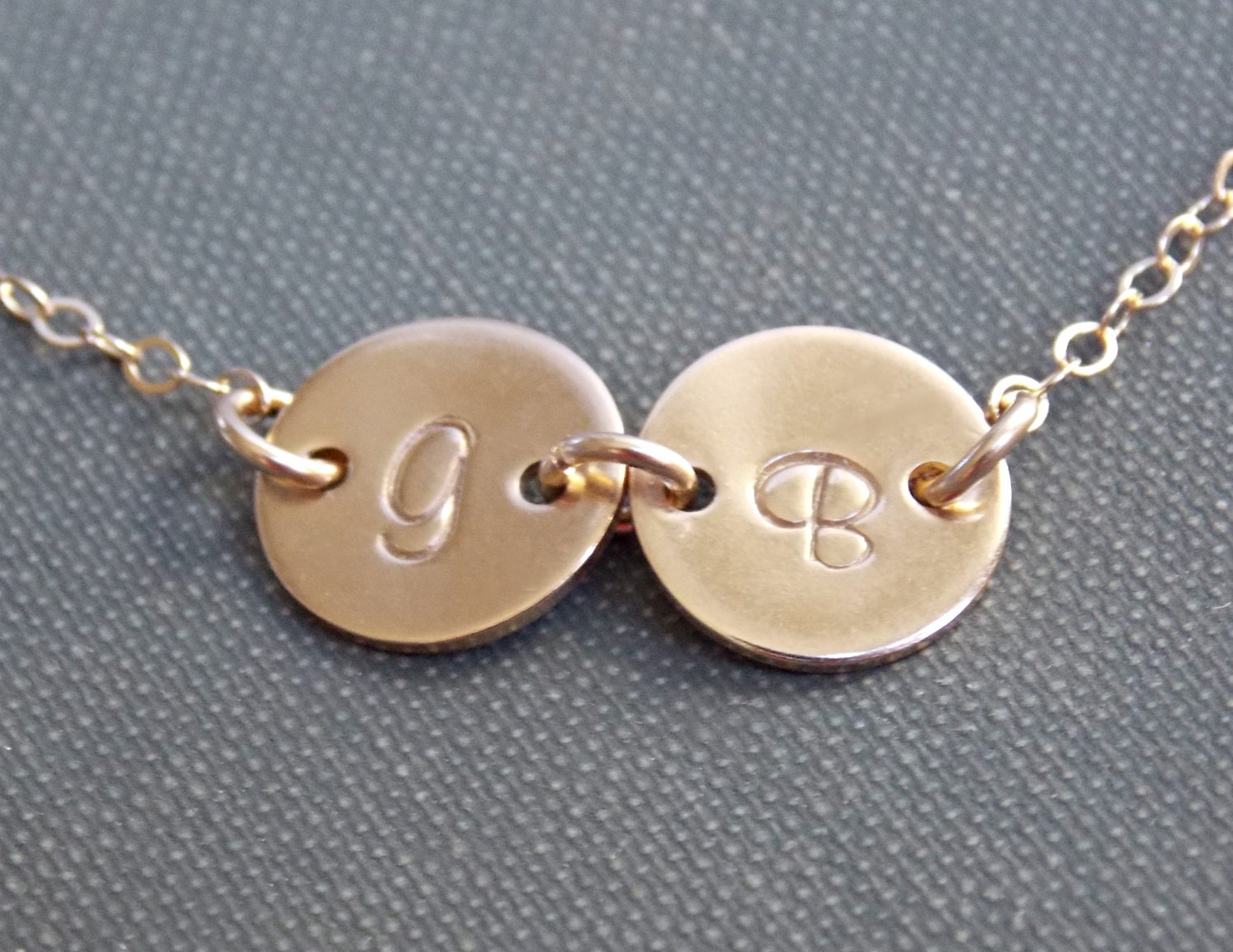 Personalized Two Disc Necklace Tiny Initial Disc Gold Filled - Etsy