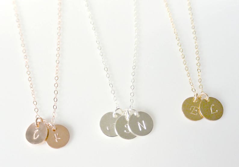 Initial Disc Necklace, Monogrammed Initial Best Friends Necklace, Gold ...