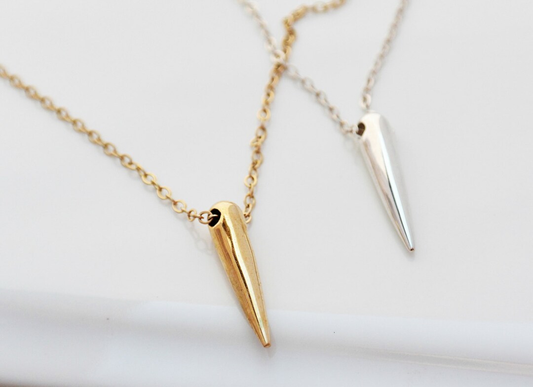 GOLD Spike Necklace/ Long Layered Spike Necklace/ Minimalist Jewelry ...