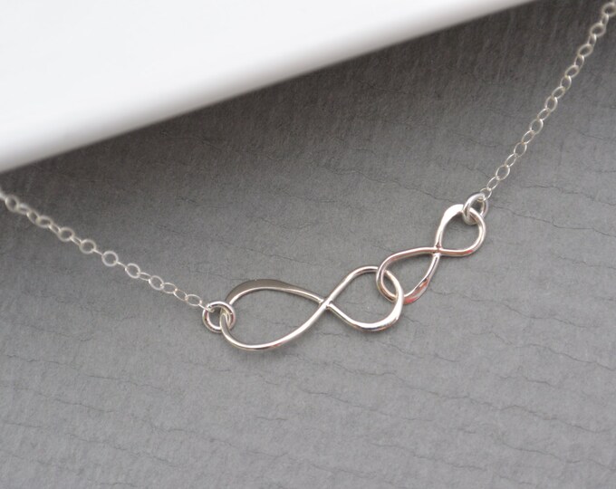 Sterling Silver Double Infinity Necklace, Mother and Daughter Necklace ...