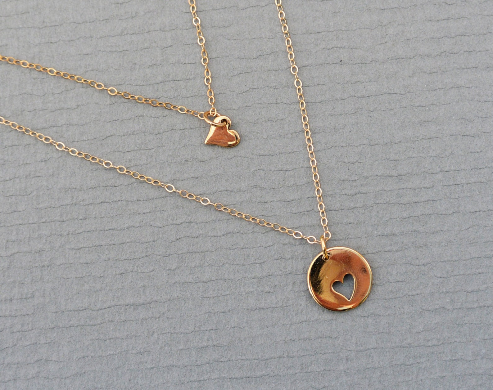 GOLD Heart Necklace Set Matching Necklace Sister Jewelry - Etsy