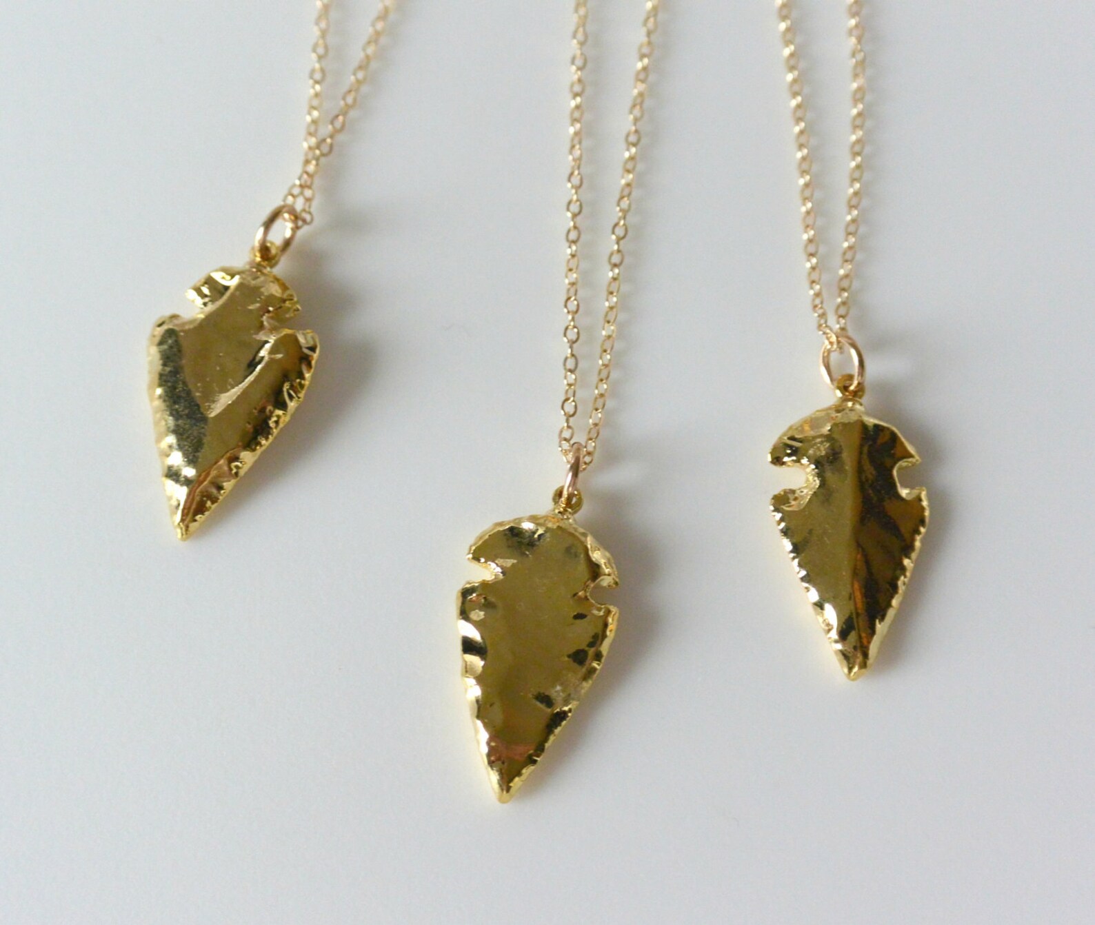 Gold Arrowhead Necklace Arrowhead Pendant Charm Long - Etsy