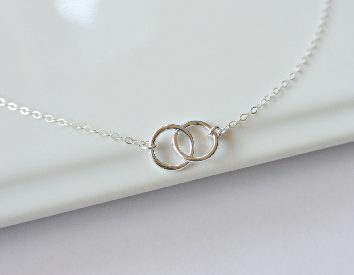 Circle Necklace STERLING SILVER Interlocking Rings Necklace - Etsy