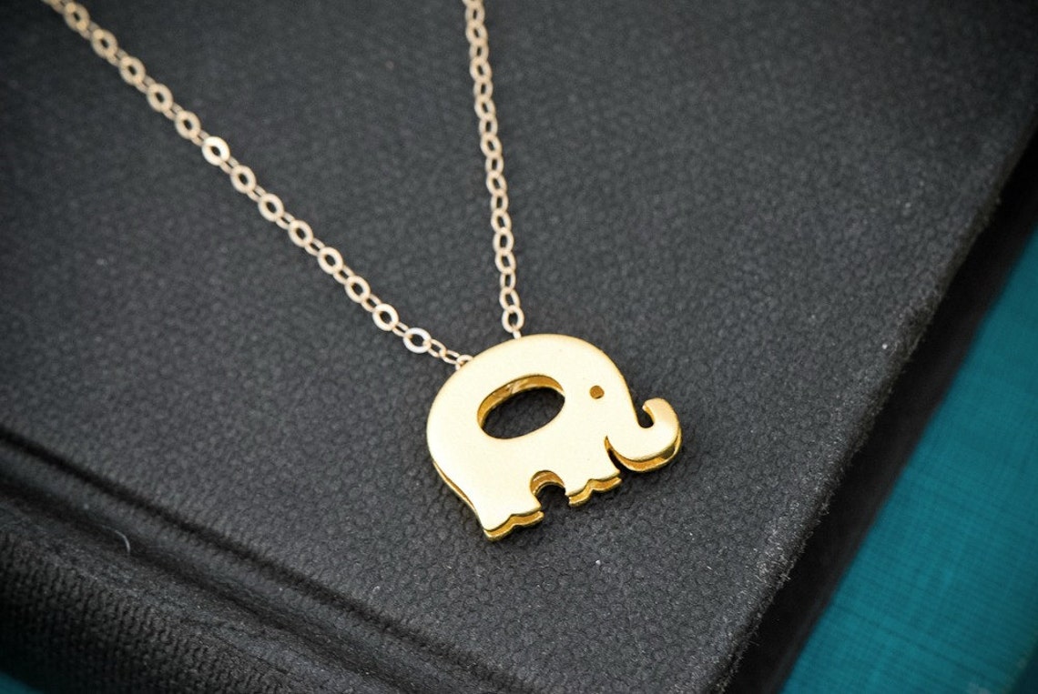 Elephant Necklace Gold Good Luck Charm Dainty Tiny Elephant - Etsy