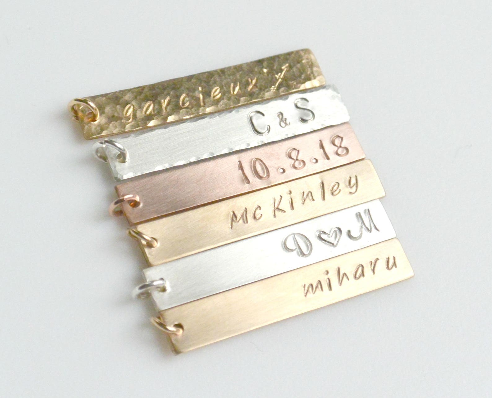 Personalized Bar Charm, ADD on Bar Pendant, Vertical Bar Charm, Custom ...