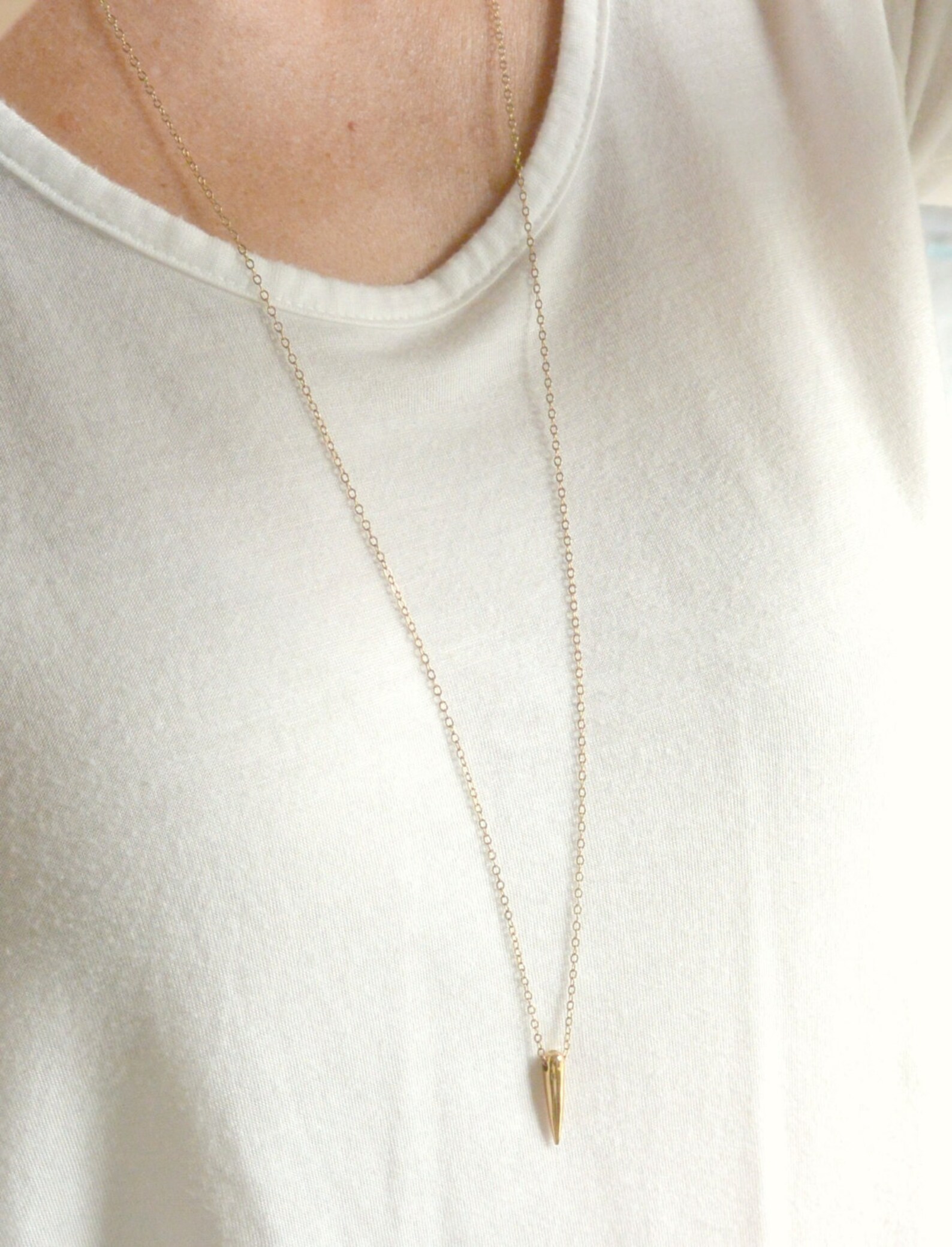 GOLD Spike Necklace/ Long Layered Spike Necklace/ Minimalist - Etsy
