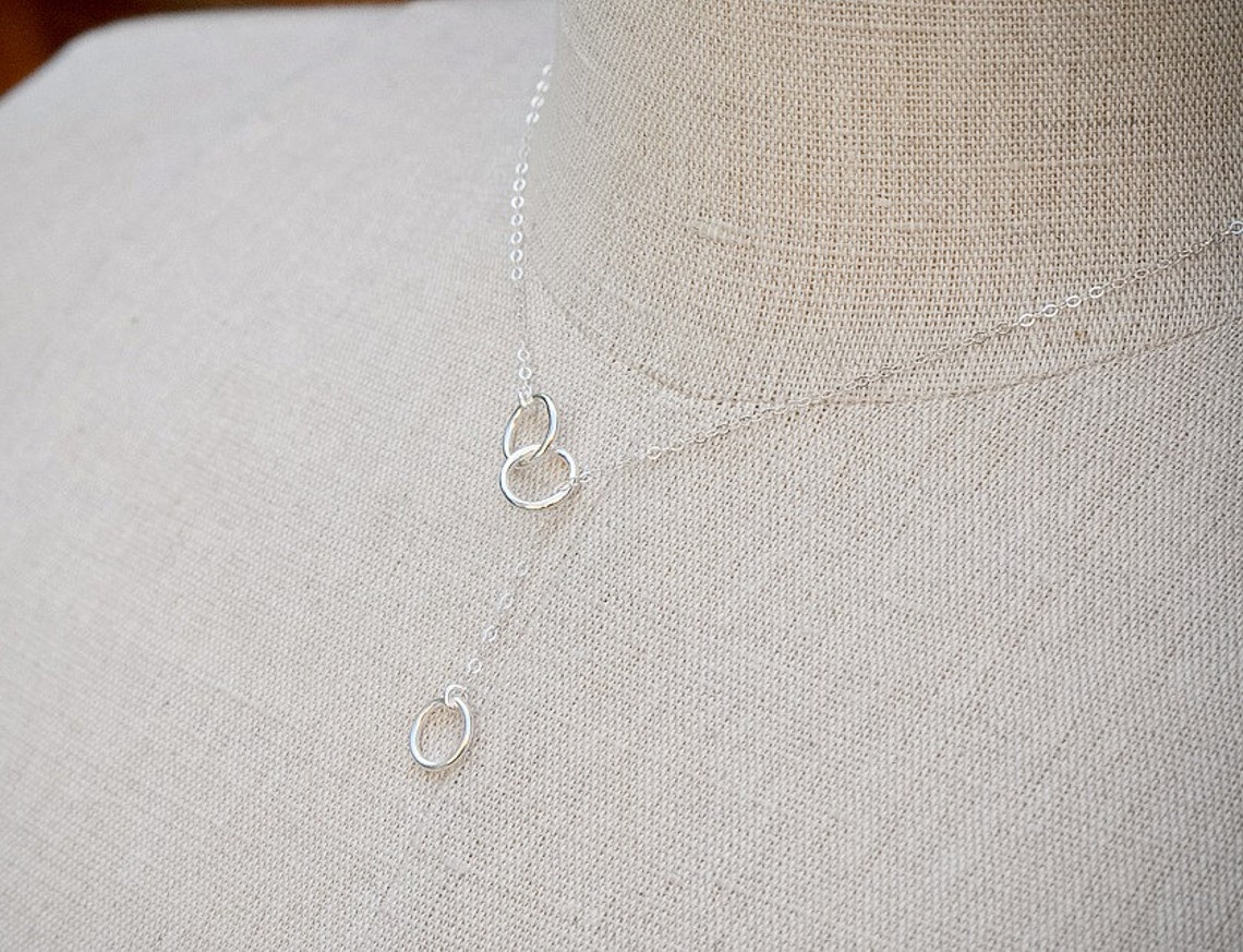 STERLING SILVER Circle Lariat Necklace Lariat Necklace | Etsy