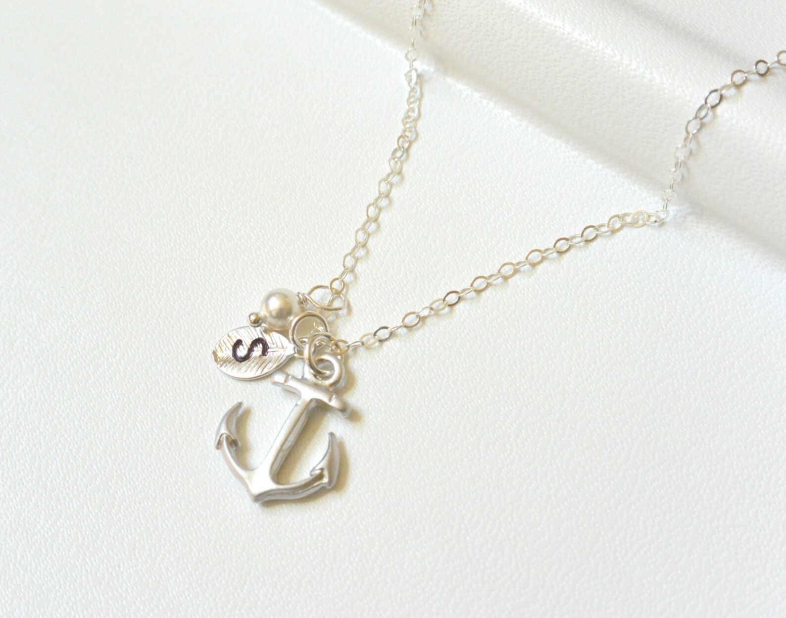 Silver Anchor Necklace Personalized Anchor Hand Stamped - Etsy