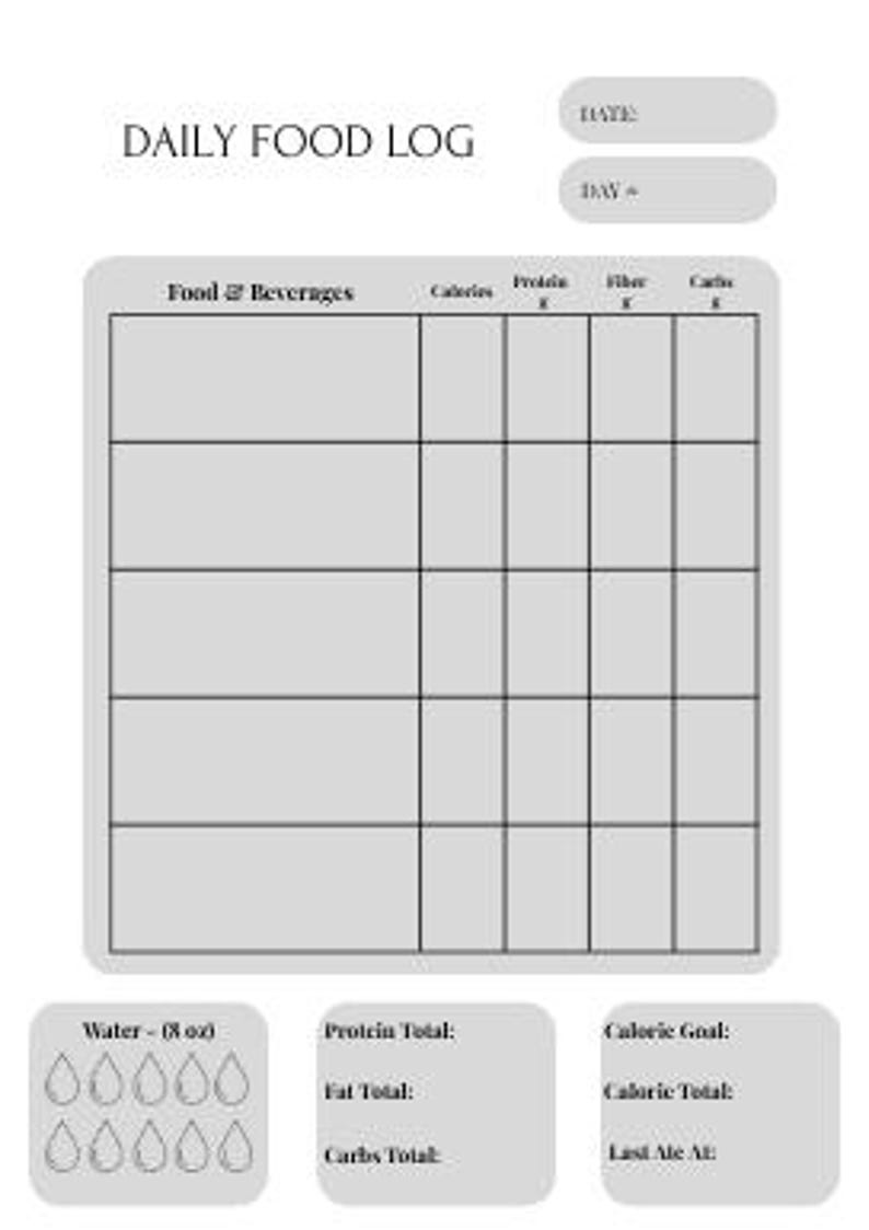 Daily Food Log Printable PDF | Calorie & Macro Tracker | Track Protein ...