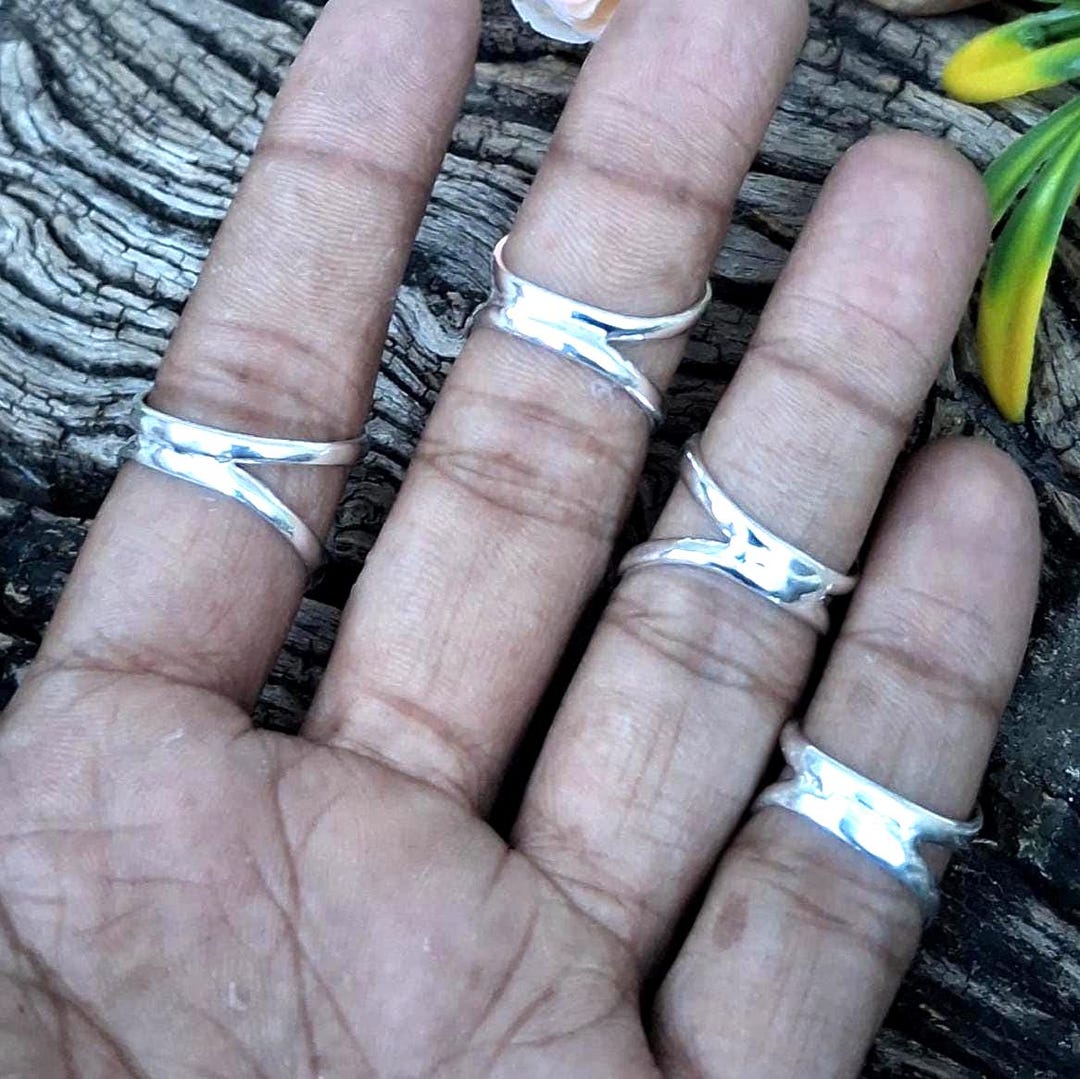 925 Sterling Silver Swan Neck Ring Splint | Handmade Thin Silver Ring ...