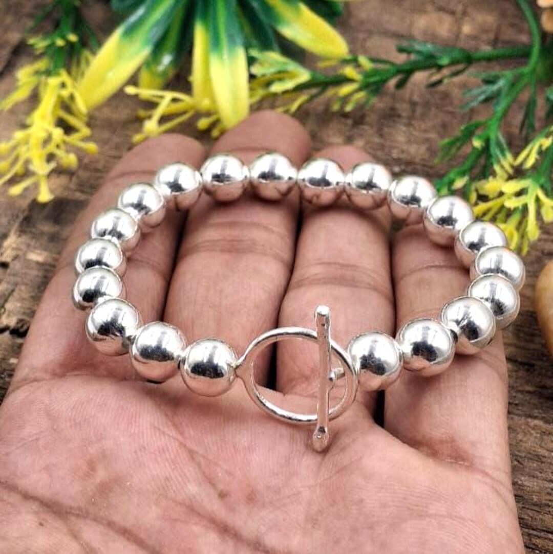 Handcrafted 925 Sterling Silver Ball Bracelet, Minimalist Bangle - Etsy