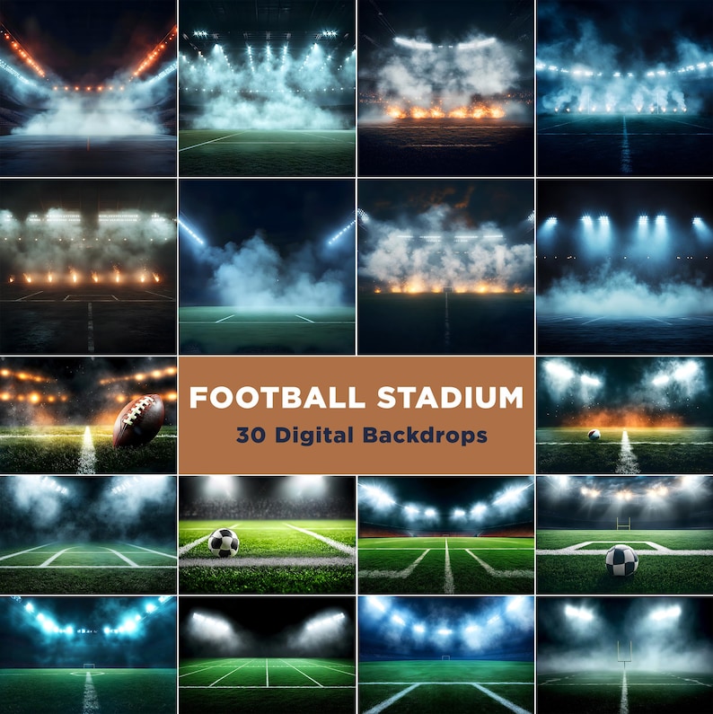 30 Football Stadium Lights Digital Backdrops: Sports Photography ...