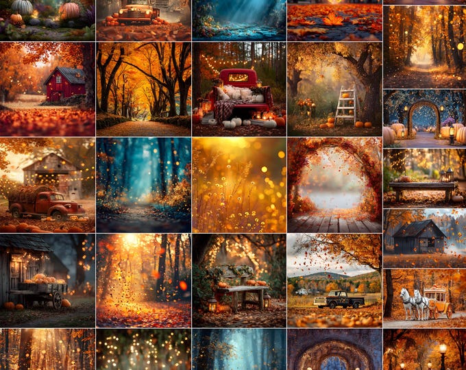 100 Autumn Photography Backdrops: Pumpkin, Truck, Barn, Horse, Fall ...