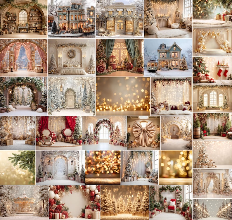 160 Beige Christmas Digital Backdrops: Festive Holiday Photography ...