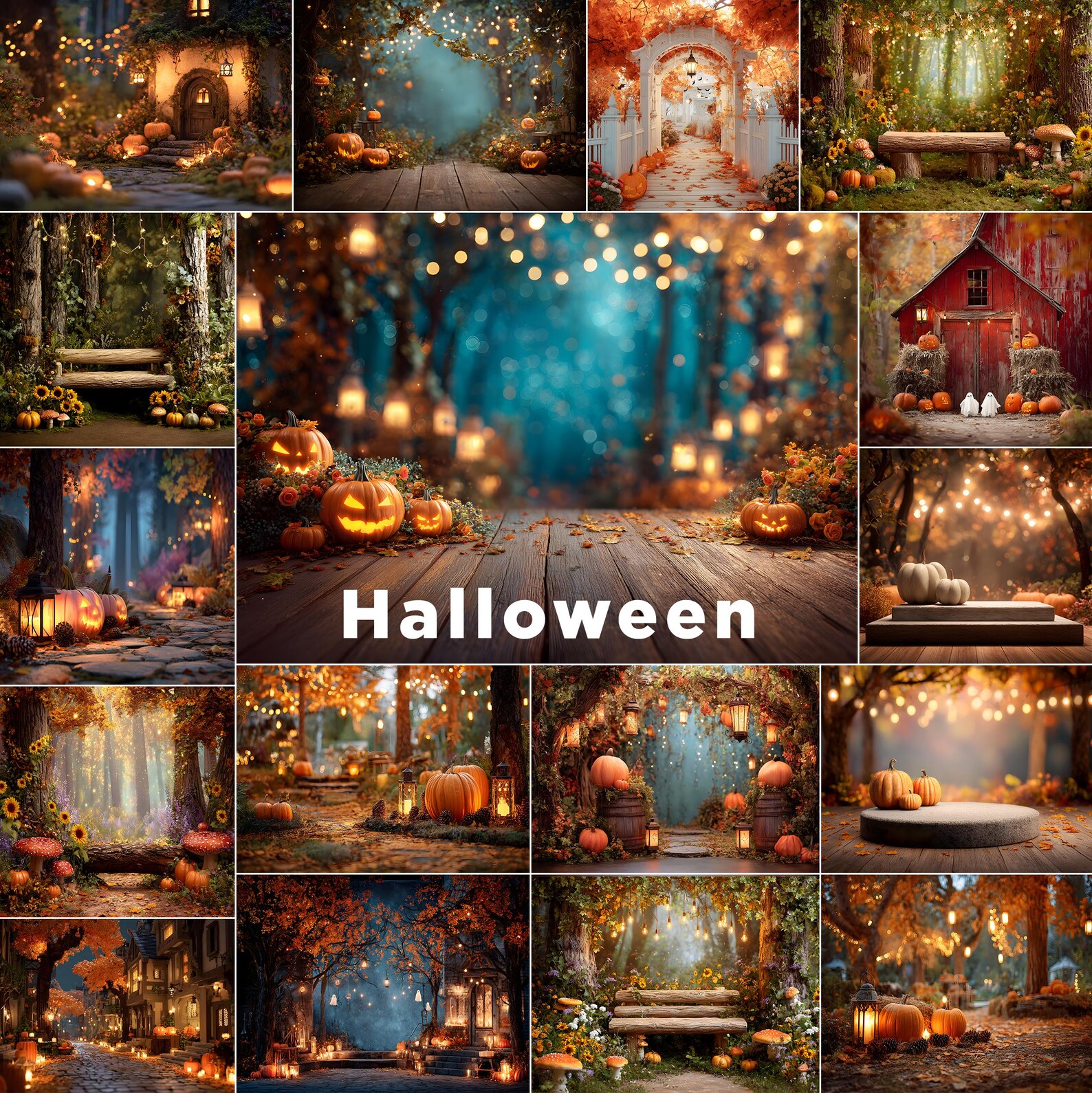 Halloween Photography Backdrops: Spooky Autumn Scenes (digital Download ...