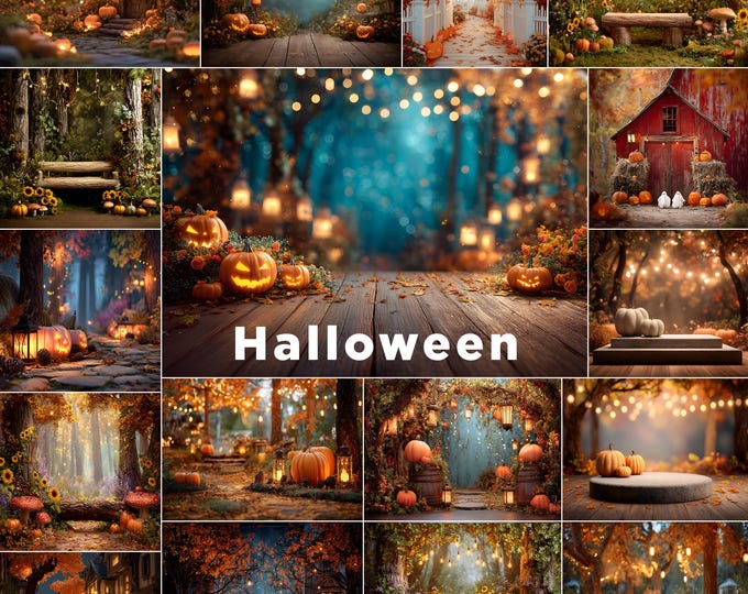 Halloween Photography Backdrops: Spooky Autumn Scenes (digital Download ...