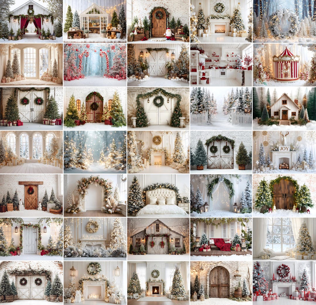 145 White Christmas Digital Backdrops: Festive Holiday Photography ...