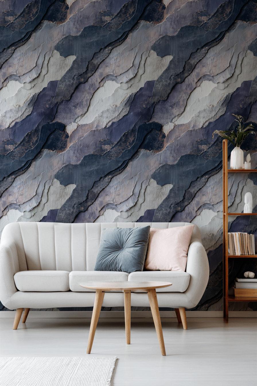 Navy Blue Stone Texture Wallpaper: Layered Abstract Peel and Stick Wall ...
