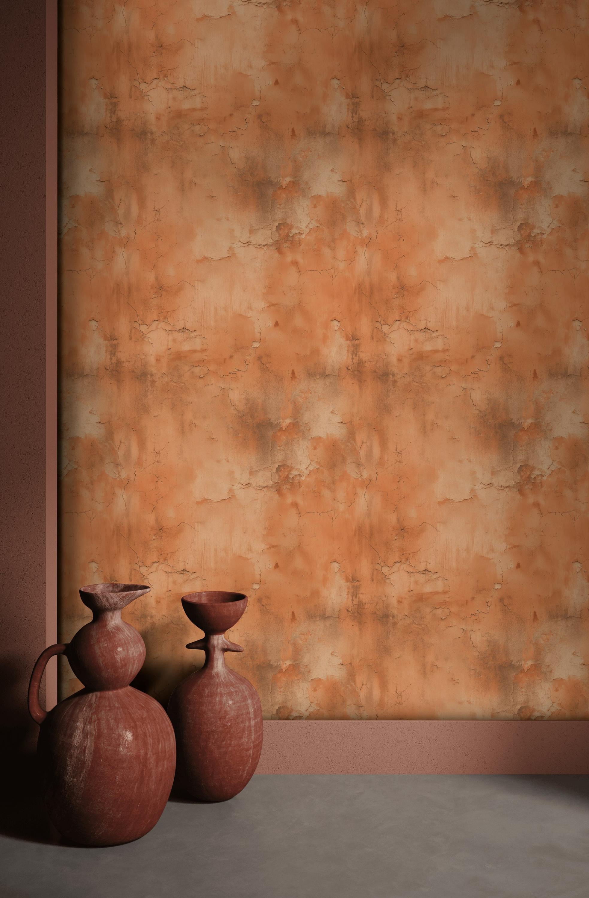 Distressed Terracotta Wallpaper Mural Rustic Rusty Wall Decor ...