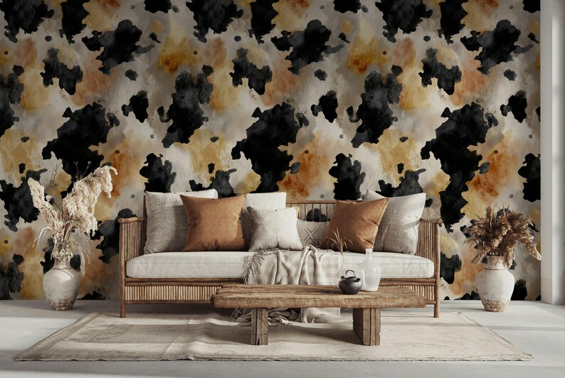 Abstract Watercolor Blotches Wallpaper | Organic Stain Wall Mural ...