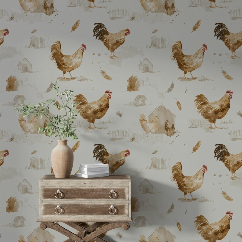 Rooster Chicken Wallpaper - Etsy