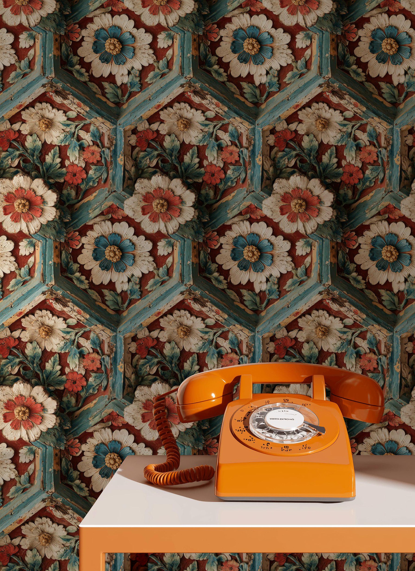 Faux Carved Wood Wallpaper: 3D Floral Peel and Stick Wall Mural - Etsy