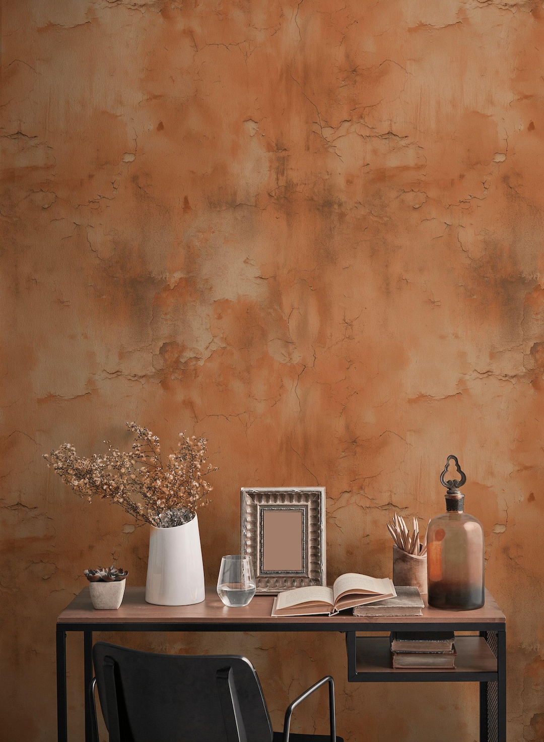 Distressed Terracotta Wallpaper Mural Rustic Rusty Wall Decor ...