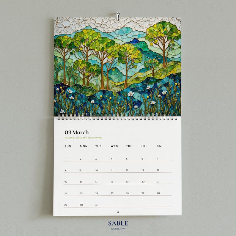 2026 Forest Calendar, Stained Glass Nature Art, Monthly Wall Planner - Etsy