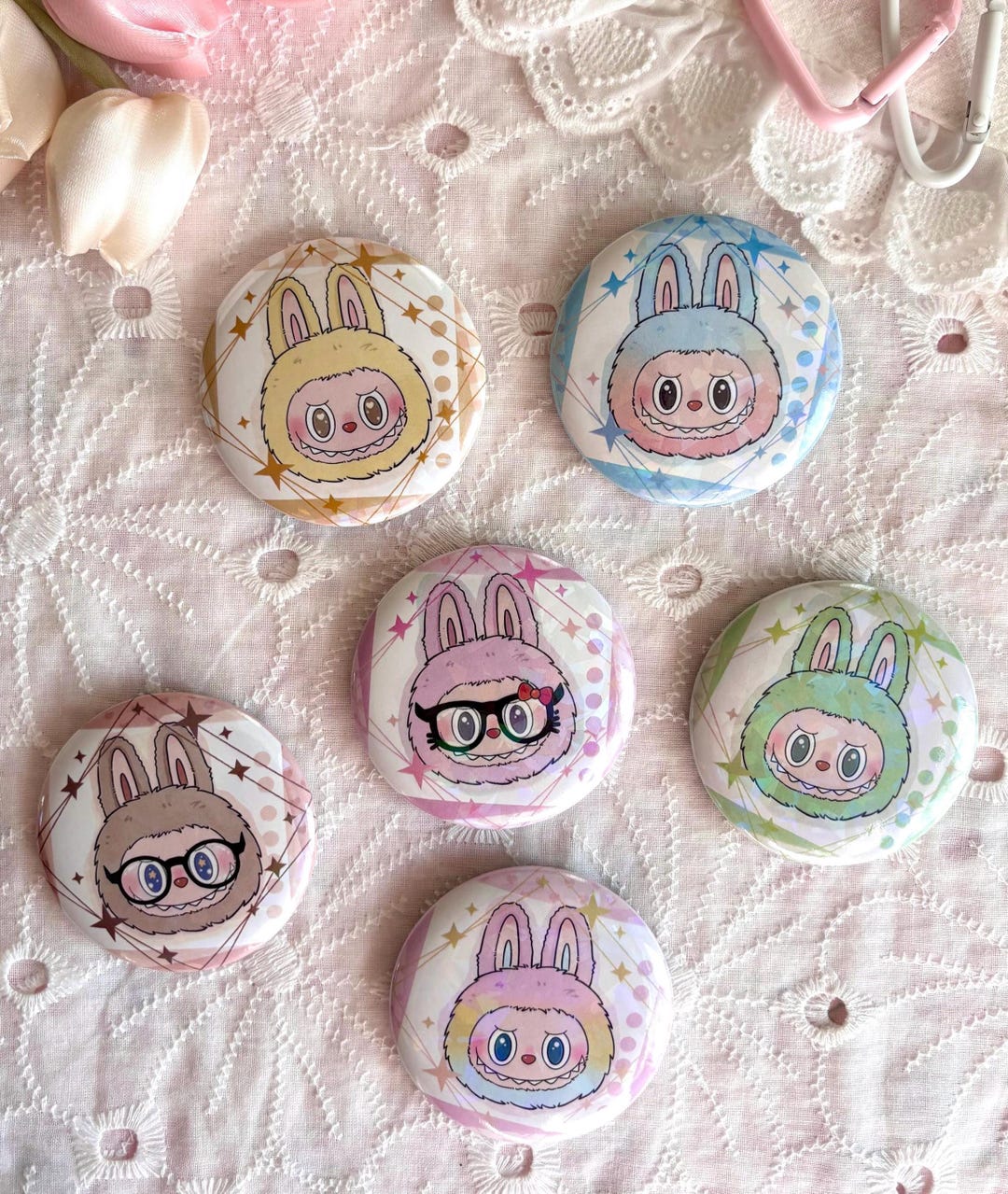 Labubu Custom Button Pin Badge Custom Badge Labubu Pin Cute Decorated ...