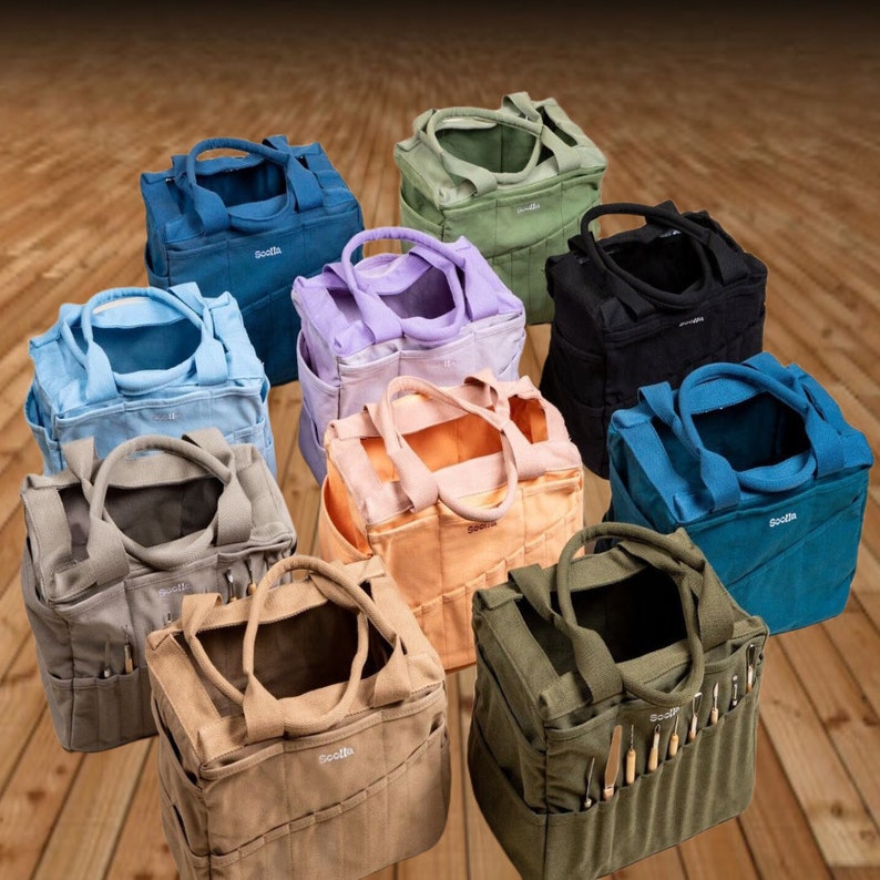 Studio Project Bag, Knitting, Crochet & Pottery Tool Bag, Needle, Sewing Project Organizer ...