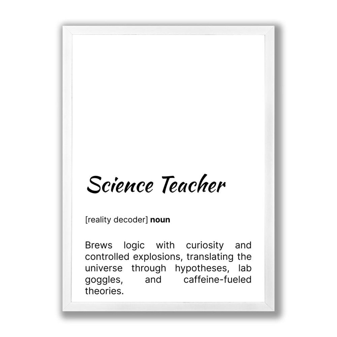Science Teacher Definition Wall Art, Funny Science Poster Printable ...
