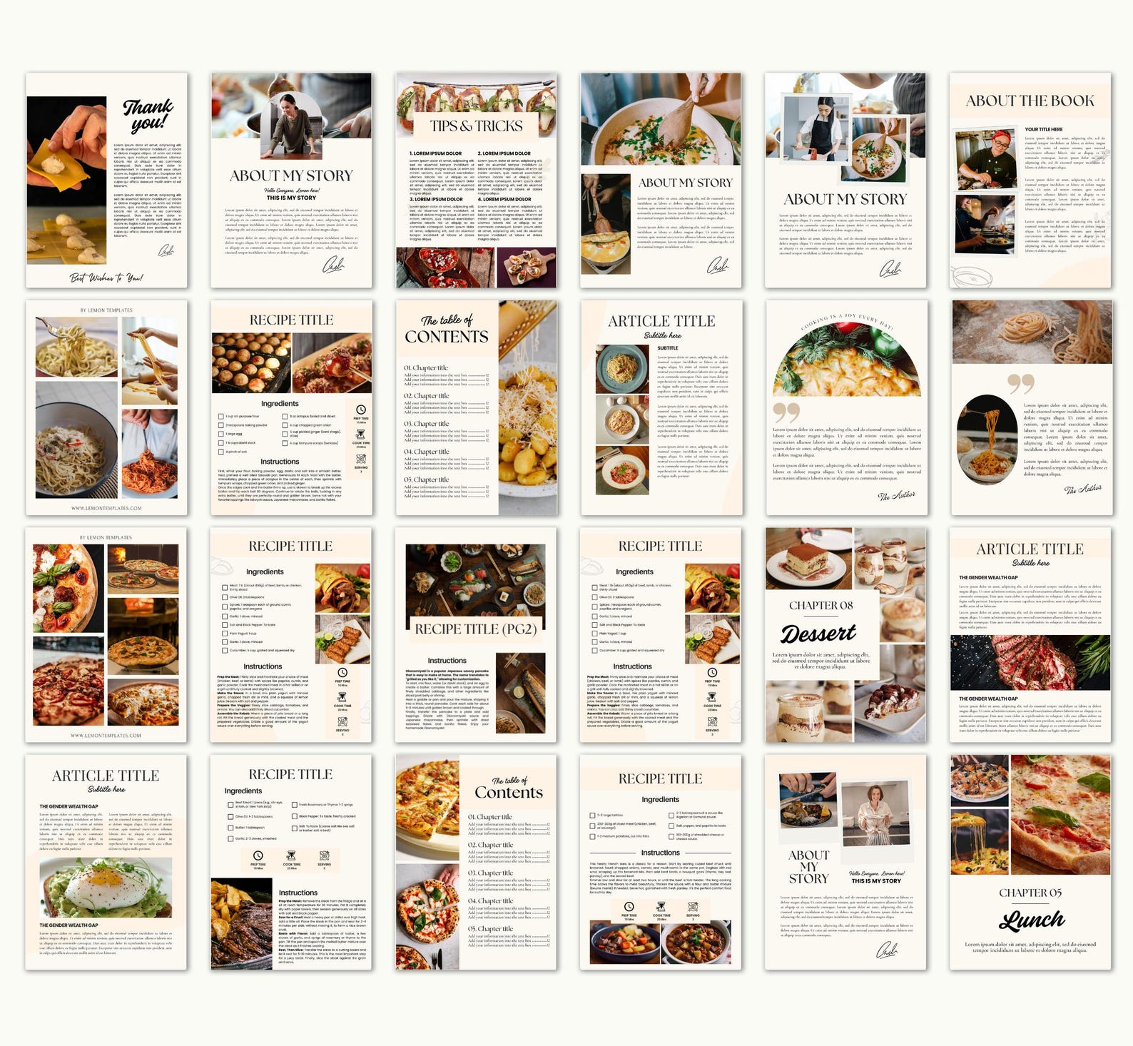 Cookbook Template, Recipe Book Template, Family Cookbook, Recipe E-book ...
