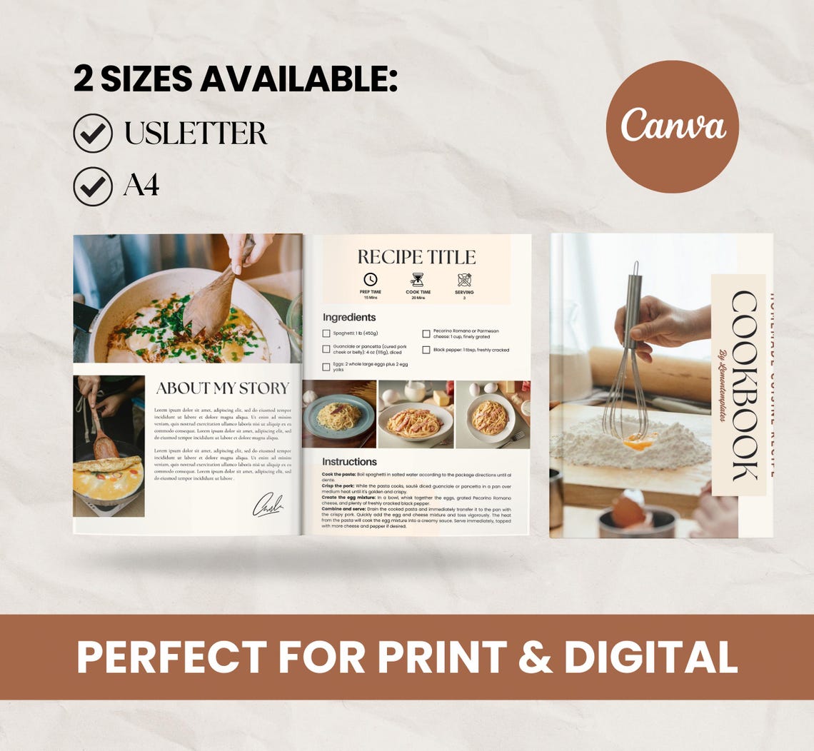 Cookbook Template, Recipe Book Template, Family Cookbook, Recipe E-book ...