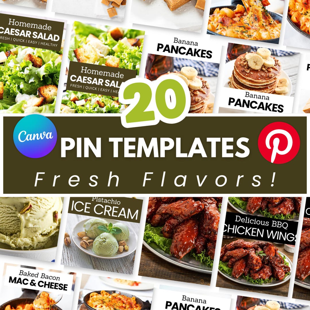 Food Pinterest Templates | Fresh Flavors Pinterest Pin Templates | 20 ...