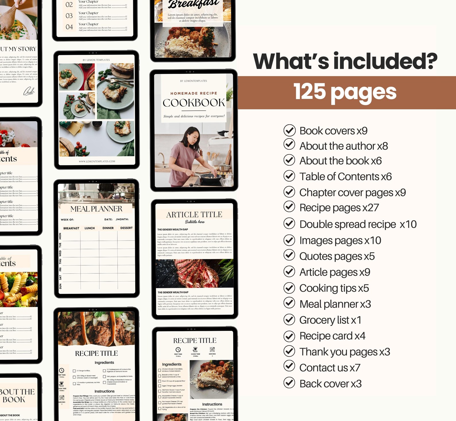 Cookbook Template, Recipe Book Template, Family Cookbook, Recipe E-book ...