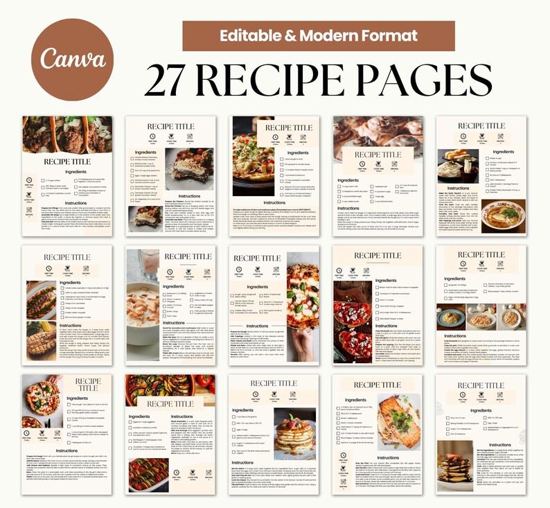 Cookbook Template, Recipe Book Template, Family Cookbook, Recipe E-book ...