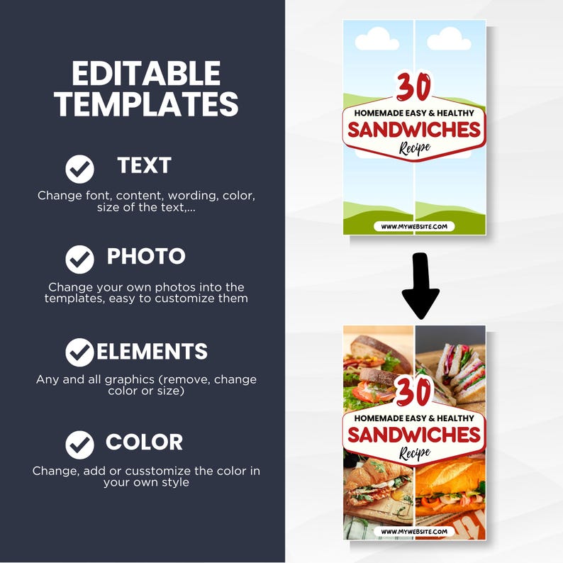 20 Food Recipe Pinterest Pin Templates: Canva Recipe Templates ...