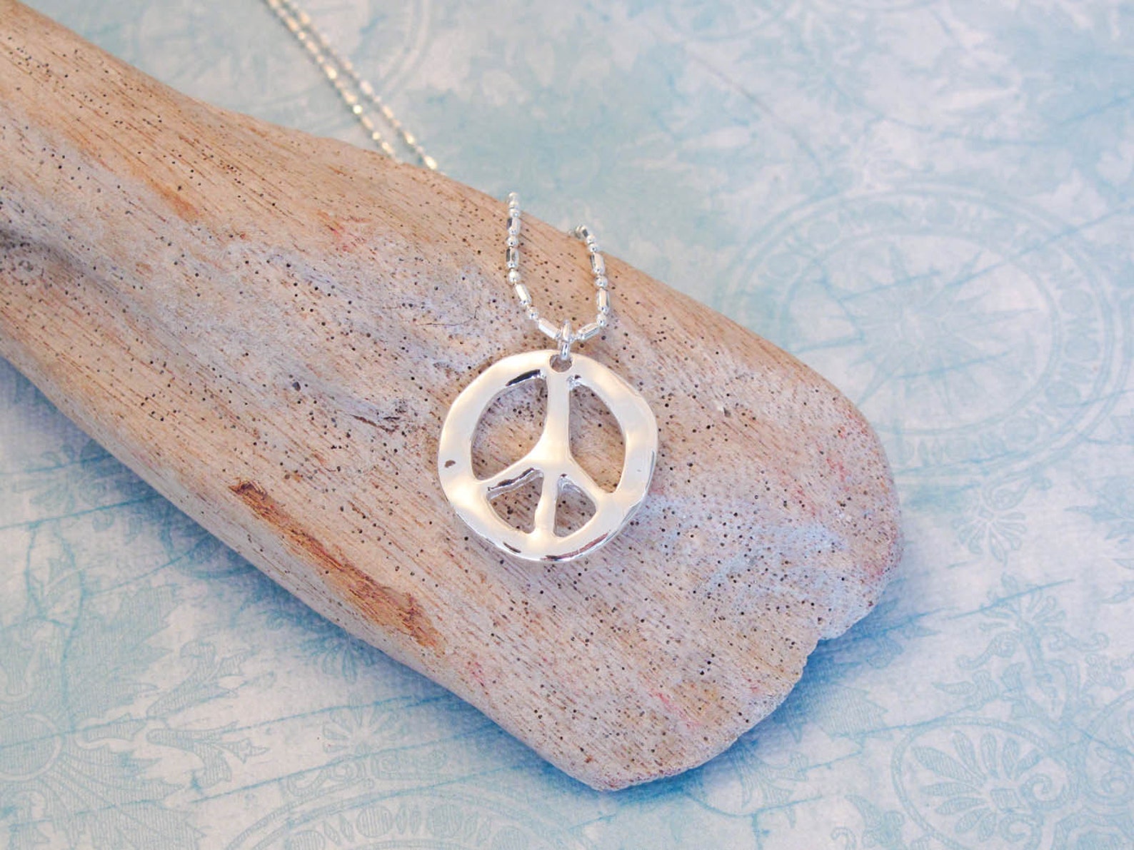 Peace Charm Necklace - Silver Peace Symbol Pendant Necklace - Etsy