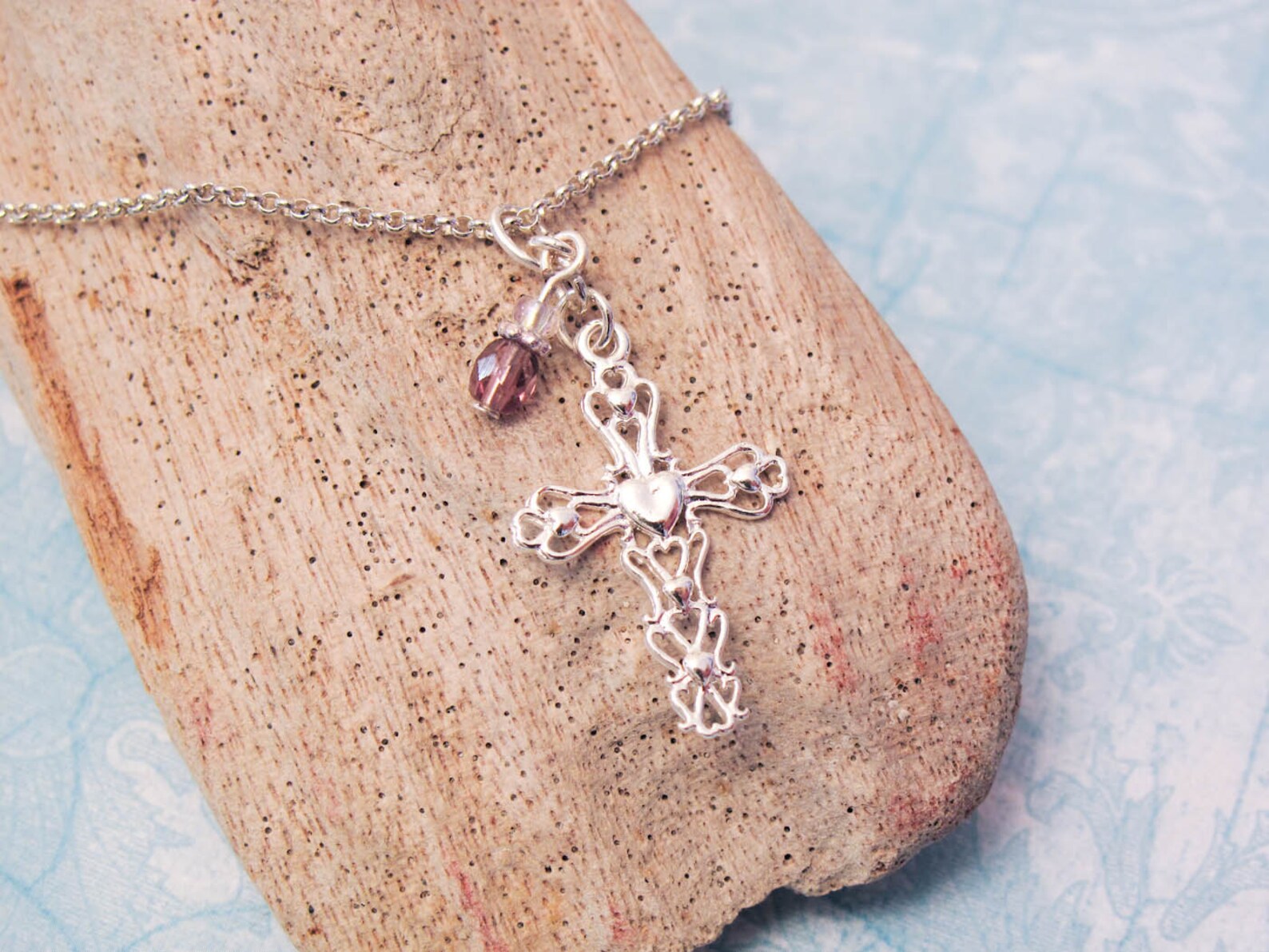 Cross Necklace Delicate Silver Cross Necklace With Crystal - Etsy