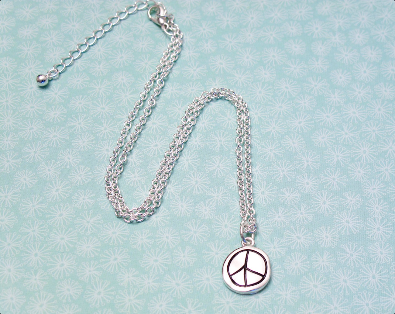 Peace Charm Necklace - Silver Peace Symbol Pendant Necklace - Etsy