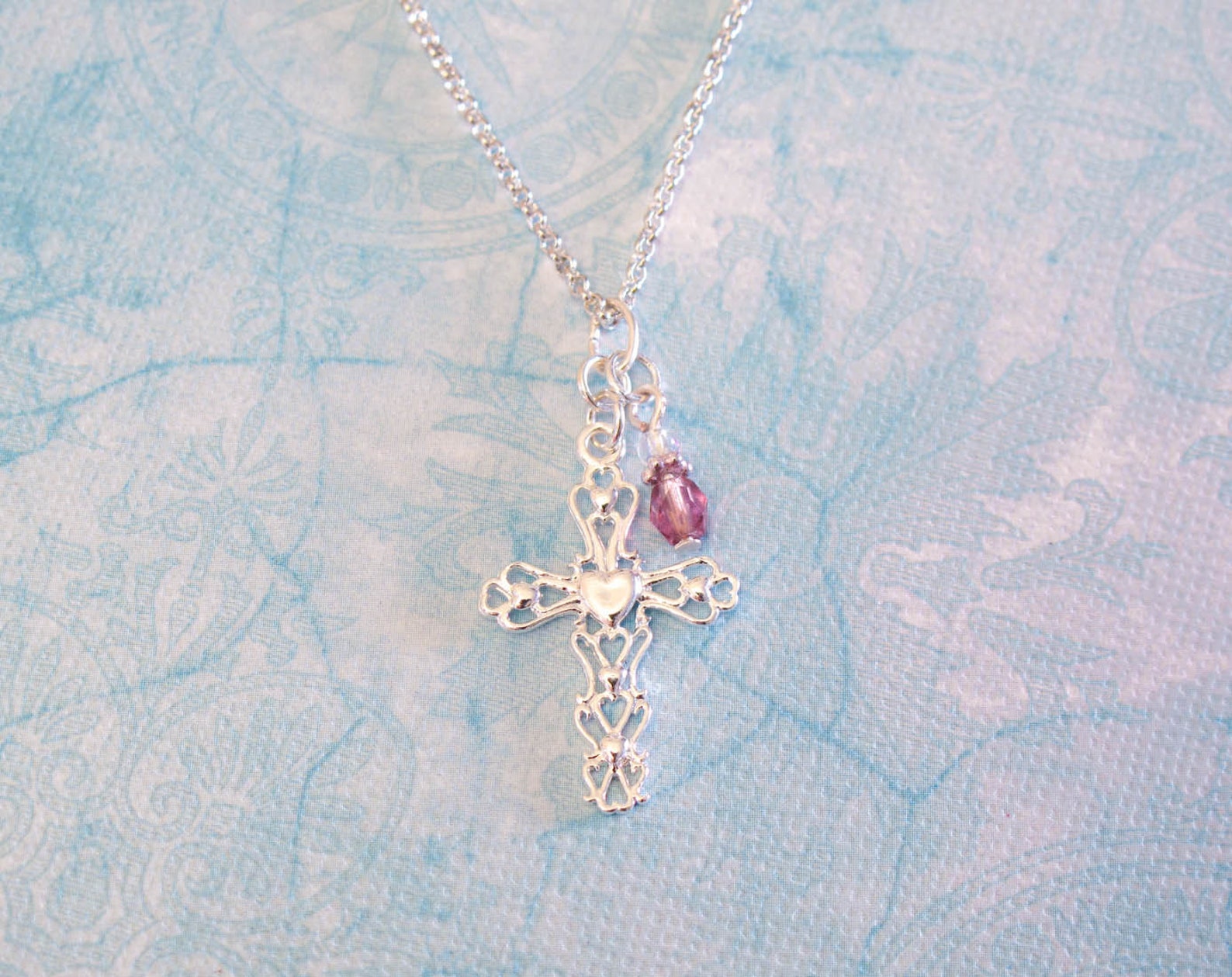Cross Necklace Delicate Silver Cross Necklace With Crystal - Etsy