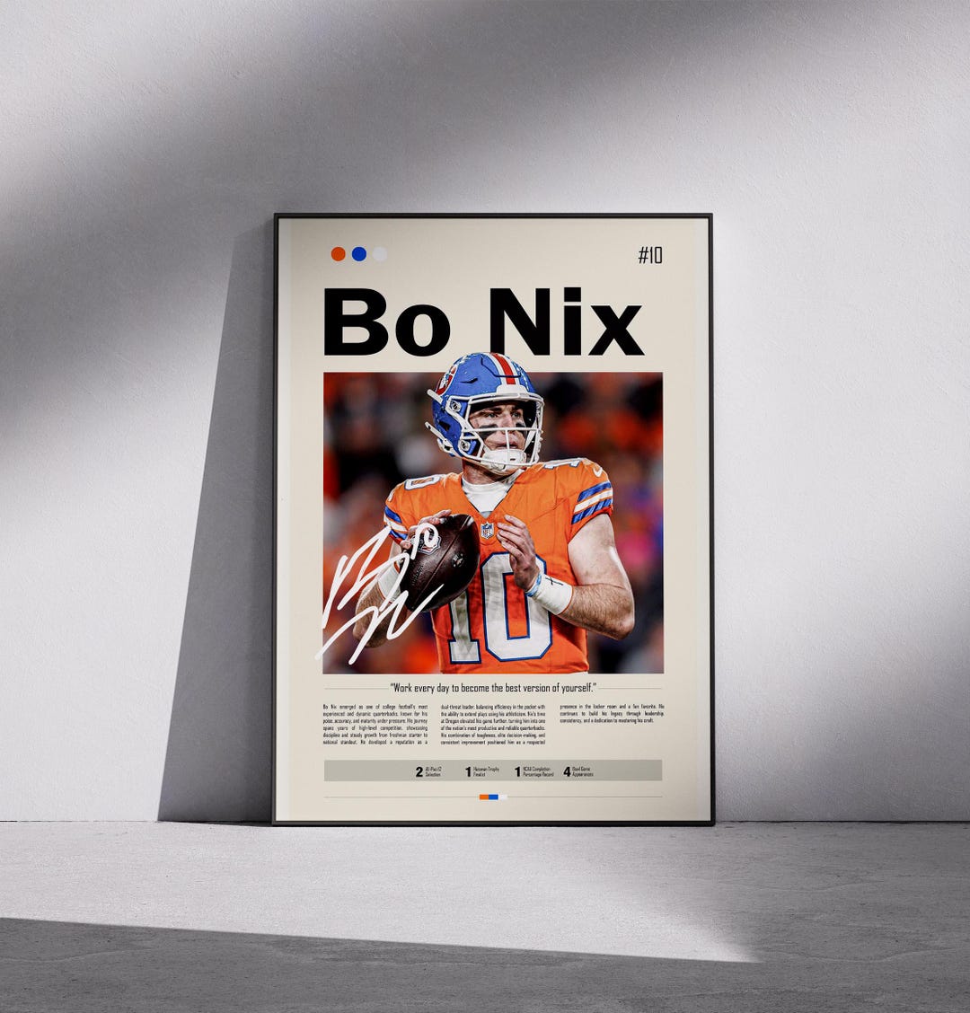 Bo Nix Poster, College Football Wall Art, Ducks Quarterback, Sports ...