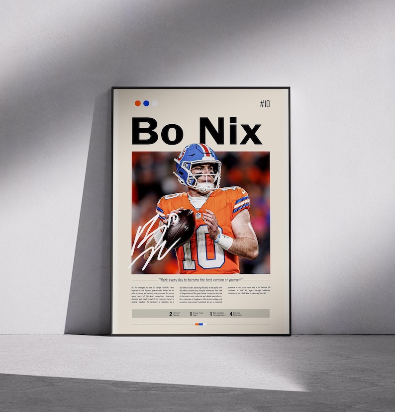 Bo Nix Poster, College Football Wall Art, Ducks Quarterback, Sports ...