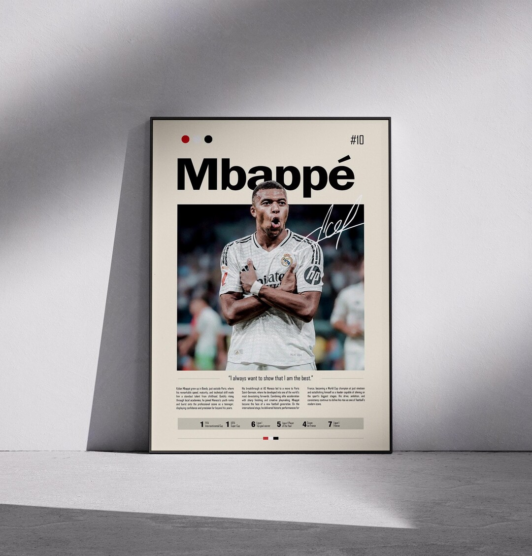 Kylian Mbappe Poster, Kylian Mbappe Fan Gift, Man Cave Decor, Man Cave ...