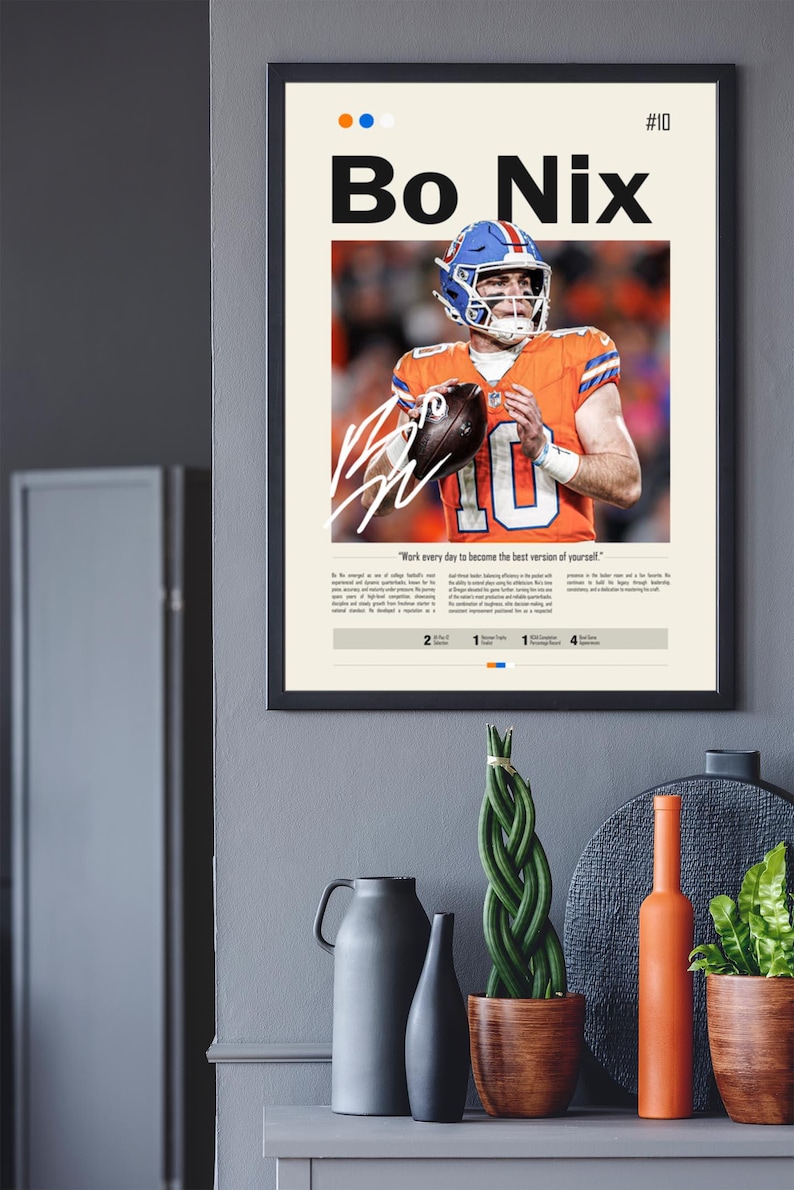 Bo Nix Poster, College Football Wall Art, Ducks Quarterback, Sports ...