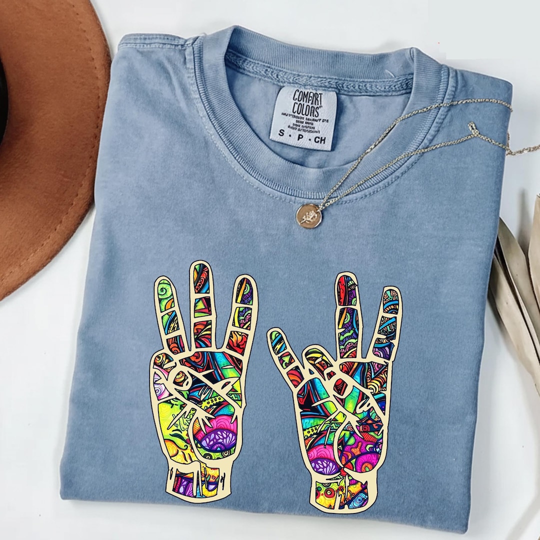 Comfort Colors Six Seven Hand Sign Shirt, ASL Sign Language Tshirt, Gen ...
