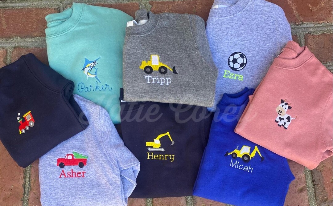 Boys Girls Mini Monogram Sweatshirt/crewneck/monogram Boys Shirt ...