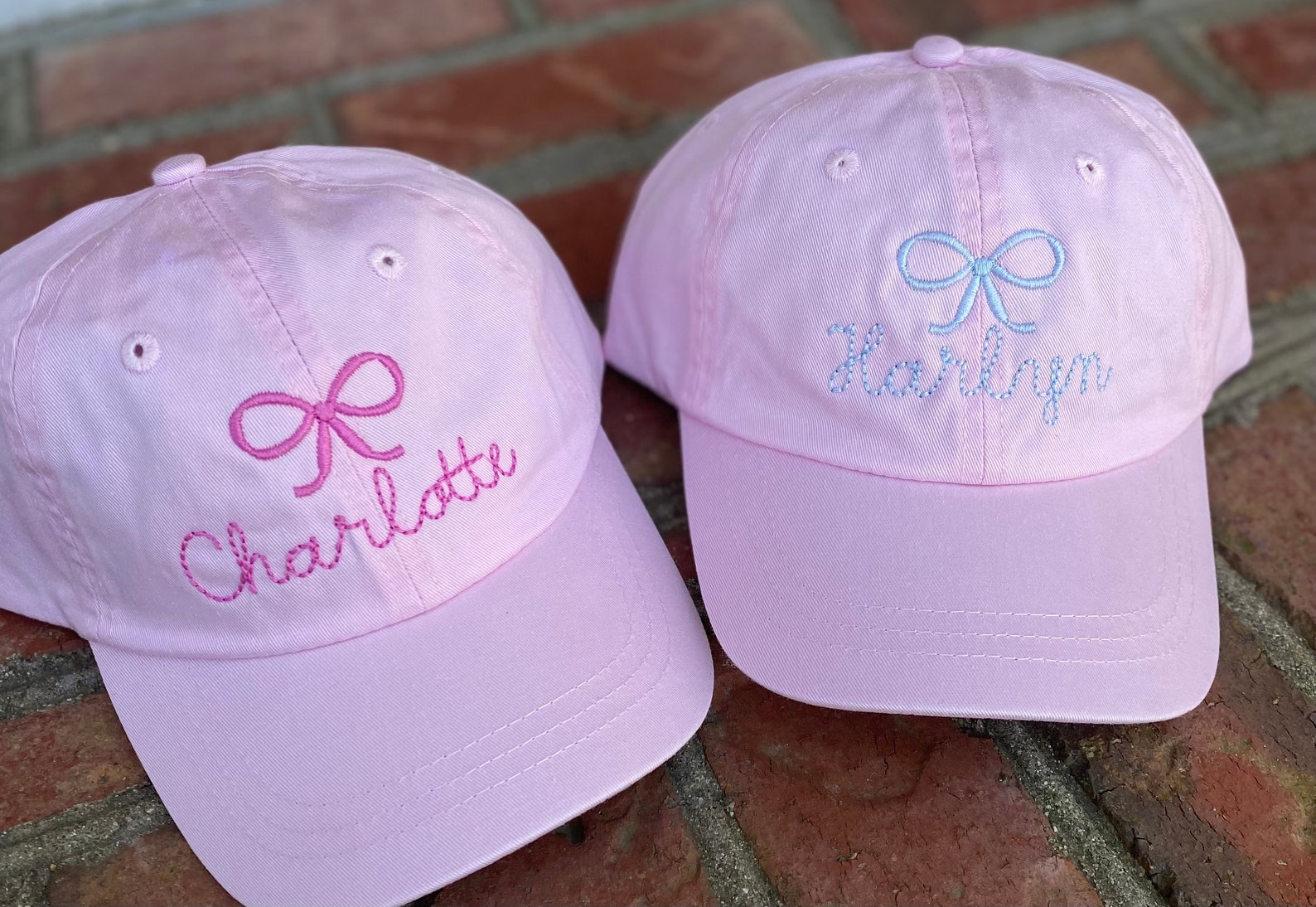Girls Toddler Youth Ball Cap - Monogram Bow Cap - Kids Embroidered Hat ...