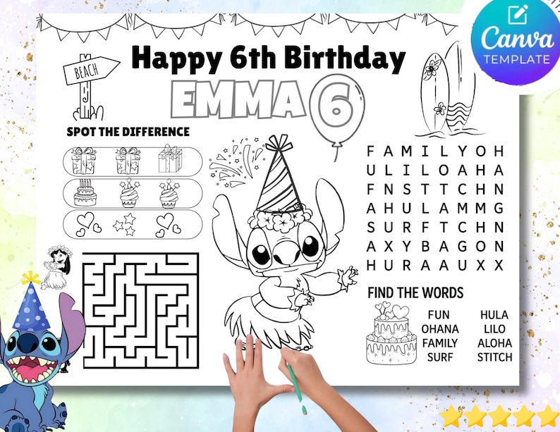 Personalized Stitch Birthday Coloring Page, Personalized Stitch ...
